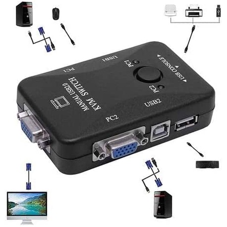 2 Port USB KVM21UA KVM manual switch to control 2 PCs with single ...