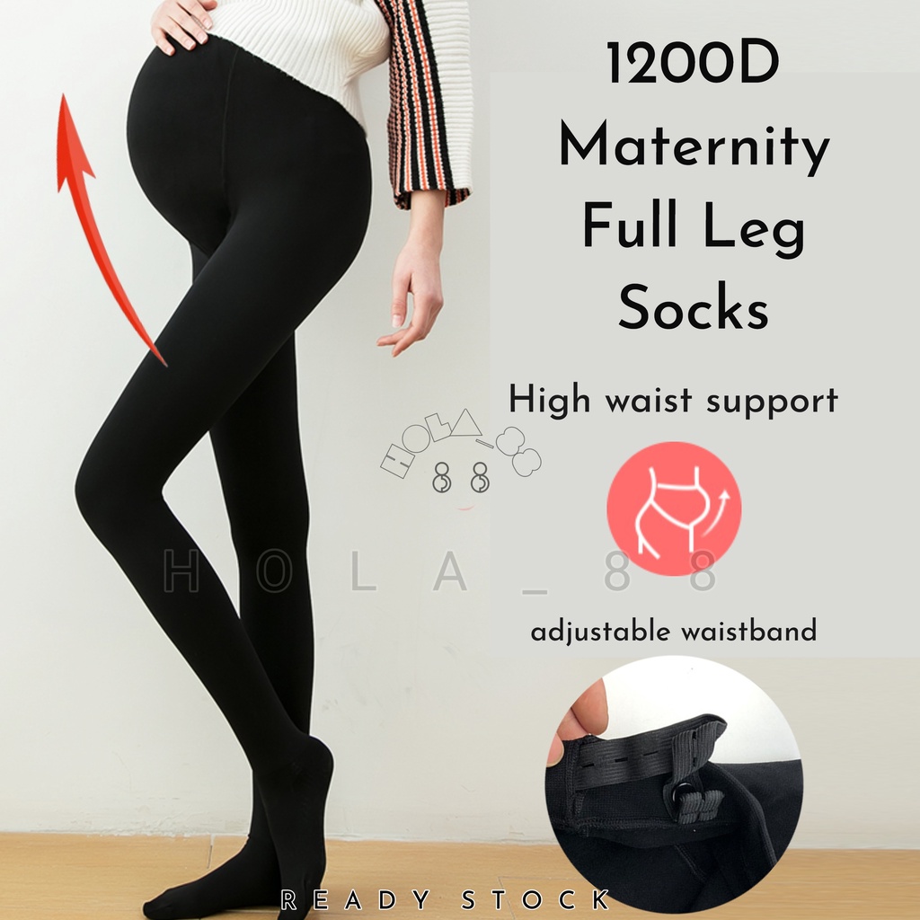 Maternity Full Leg Socks Adjustable Waistband Muslimah Long Stocking ...