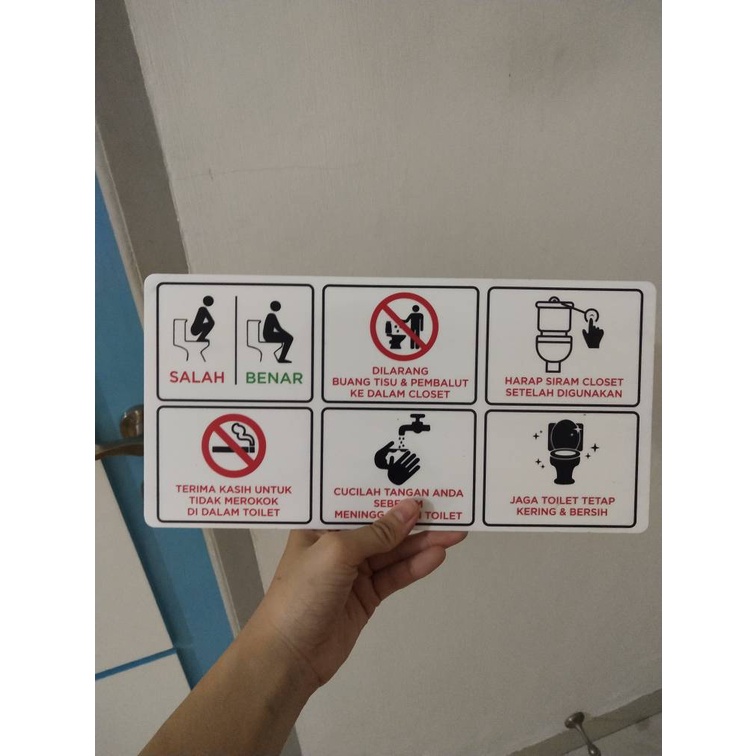 PUTIH Sign Regulations 30x15 WC White Acrylic Toilet Rules Acrylic Sign ...