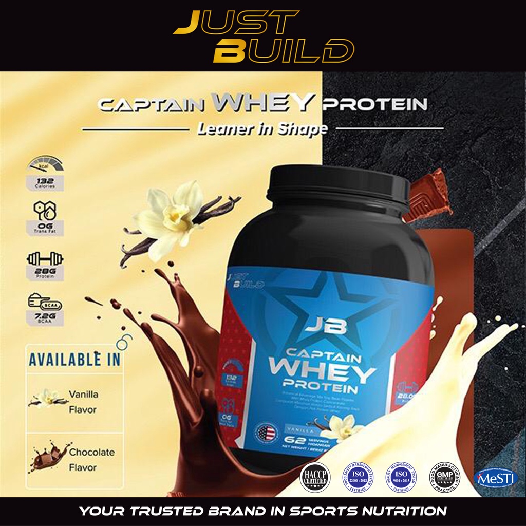 JB Just Build Captain Whey Protein 2.2kg (4.85LBS) Chocolate / Vanilla - 62servings | Shopee ...