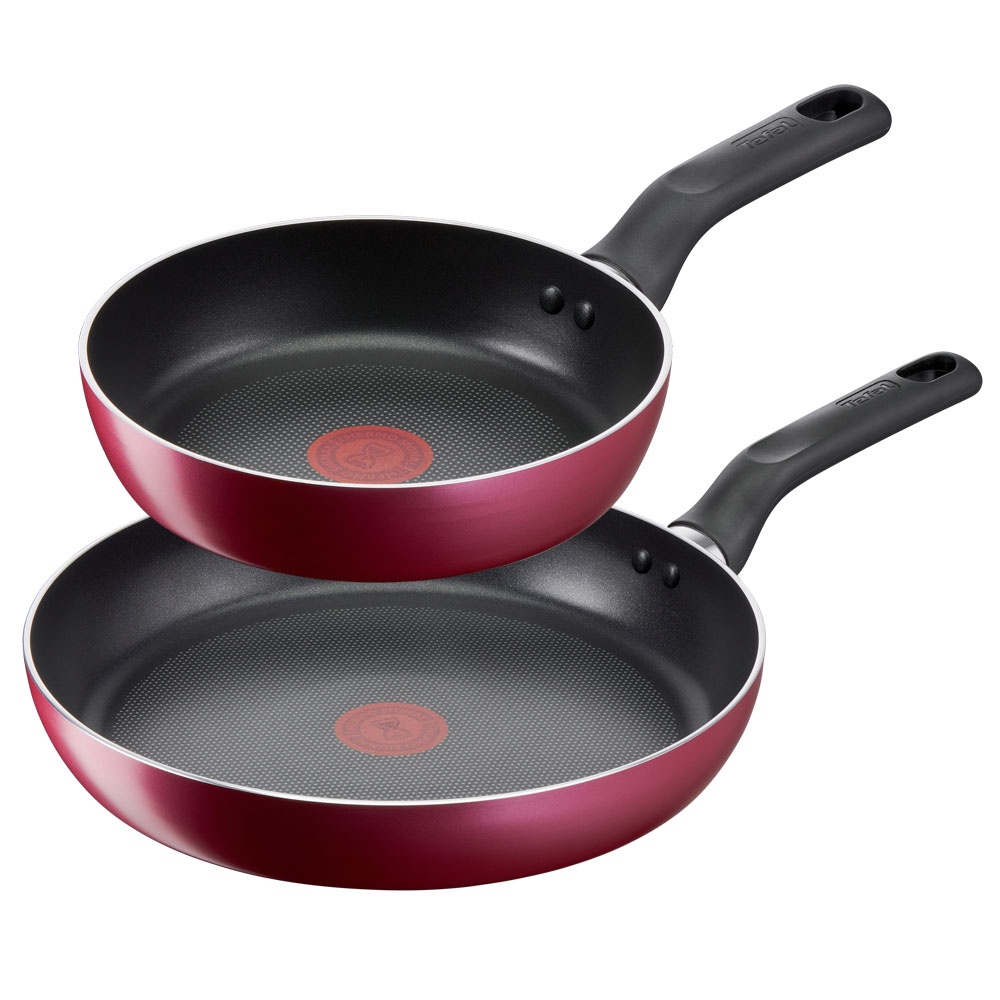 Tefal Glory Induction Titanium Nonstick Frying Pan 2p (20+28cm) Dishwasher Oven Safe No PFOA Red ...