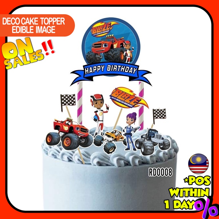 READY STOCK Happy Birthday Cake Topper Blaze & the Monster Machines ...