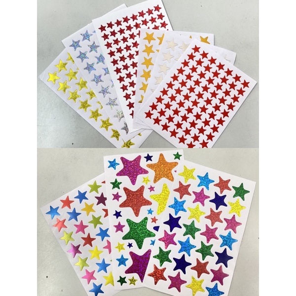 ⭐️ Star Laser Sticker (Gold / Silver / Red) ⭐️ - 1 sheet | Shopee Malaysia