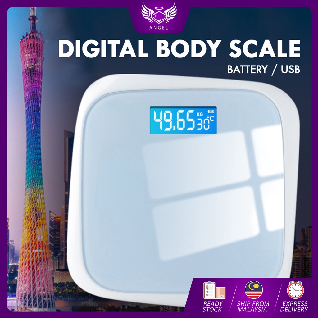 ANGEL Digital Body Weighing Scale Battery USB Electronic Bathroom ...