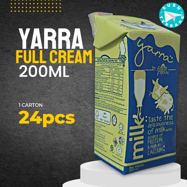 CARTON | 24pcs Yarra Full Cream UHT 200ML (Susu Segar) by Farm Fresh ...
