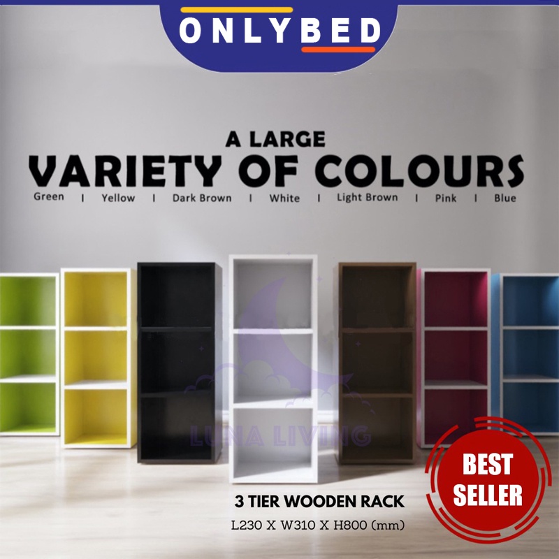 [READY STOCK] 3 Tier Wooden Multipurpose Rack Book Shelf Rak Buku ...