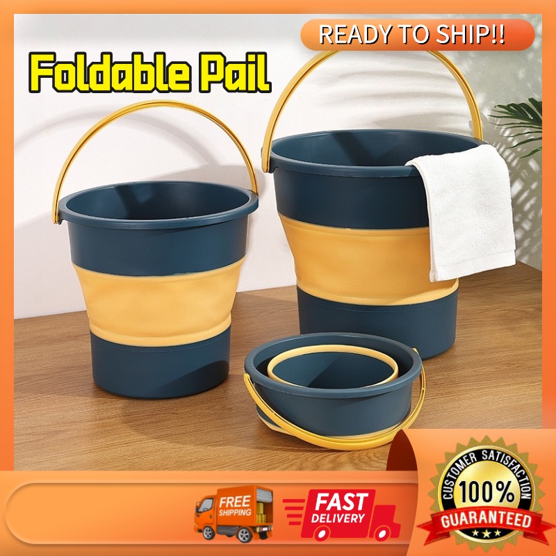 Foldable Collapsible Bucket Fishing Pail Washing Cleaning Tong Baldi ...