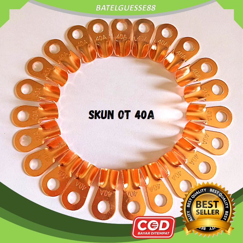 (B88) Scun Ring OT 40A Yellow Copper Skun OT Cable 8 Awg Skun NYAF 10mm ...