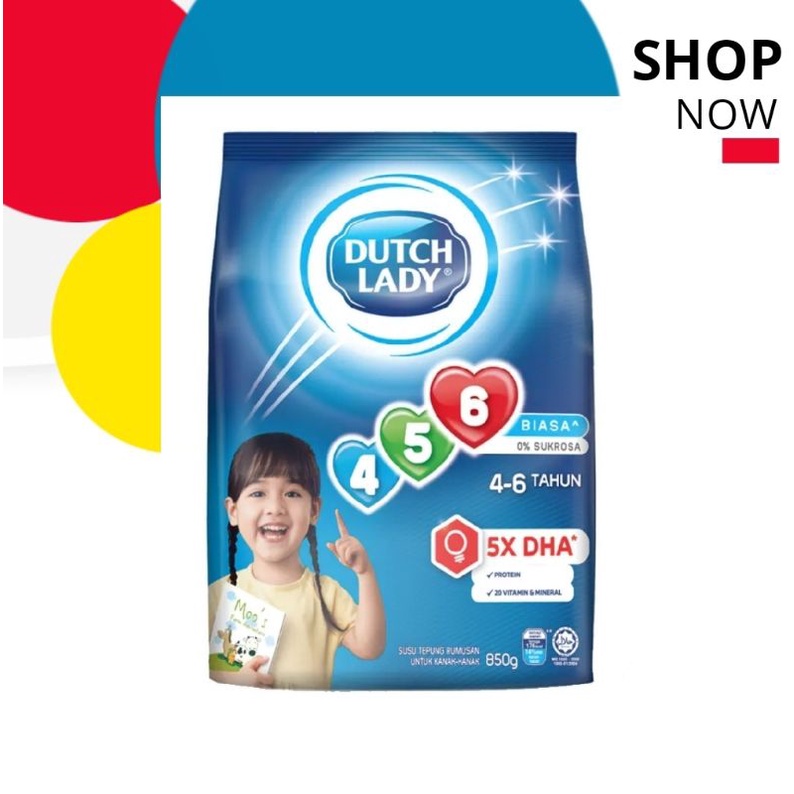 Dutch Lady 456 Formulated Milk Powder Plain/Honey/Chocolate (850g ...