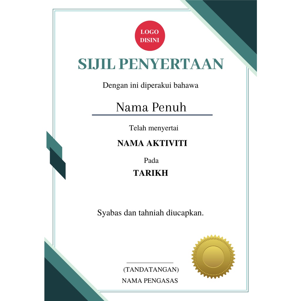 Template Sijil Template Certificate boleh edit dalam powerpoint ...