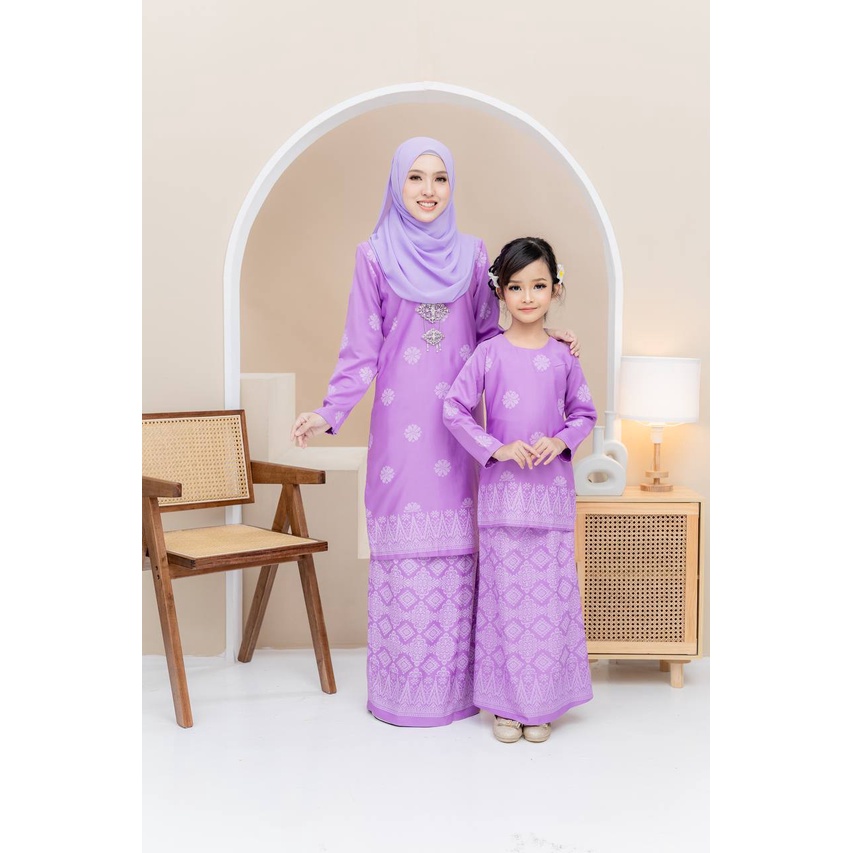 KURUNG SONGKET BUNGA TABUR 2023 IBU DAN ANAK |BAJU RAYA 2023 LILAC ...