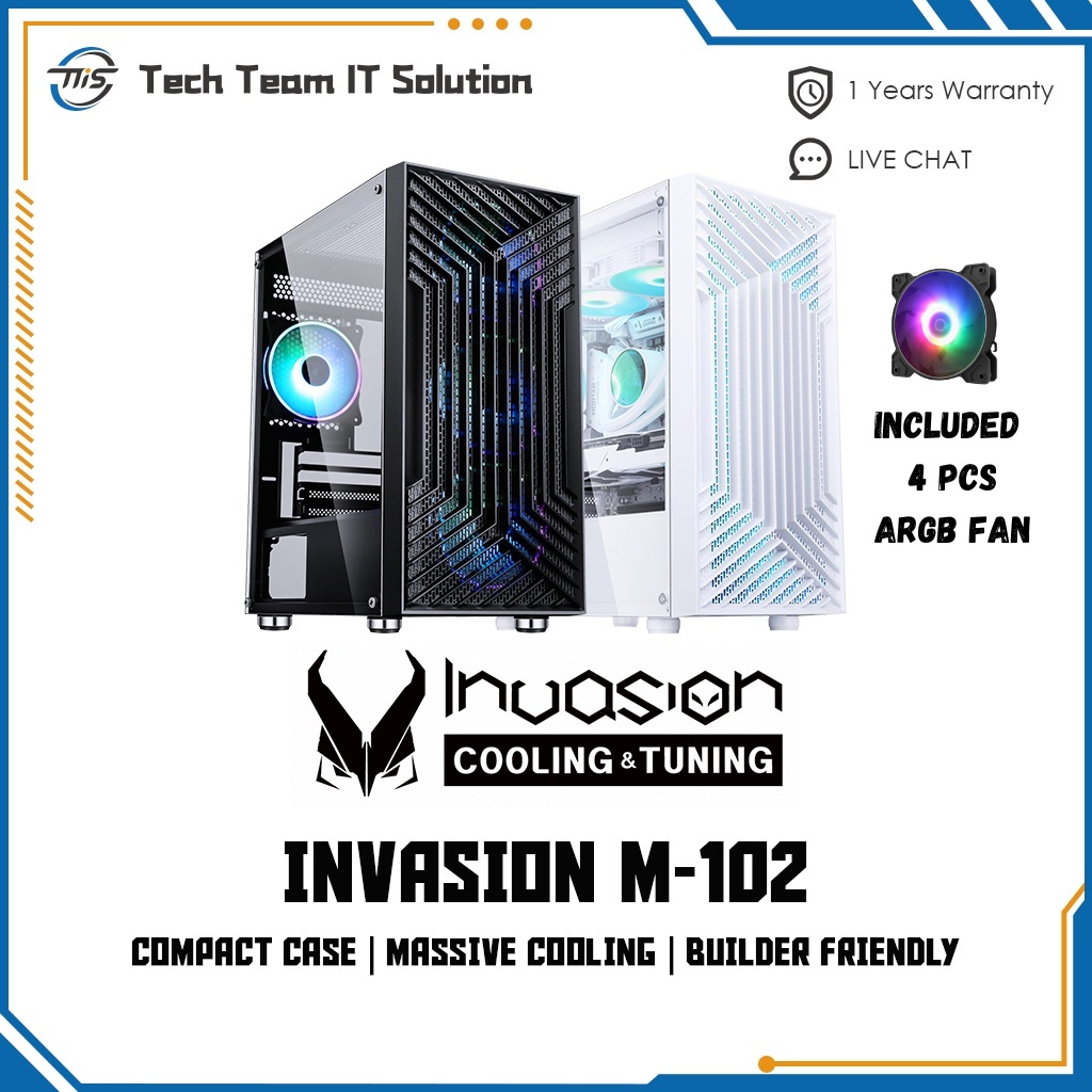 Invasion M-102 (MATX Gaming Case) - Black/White | Shopee Malaysia