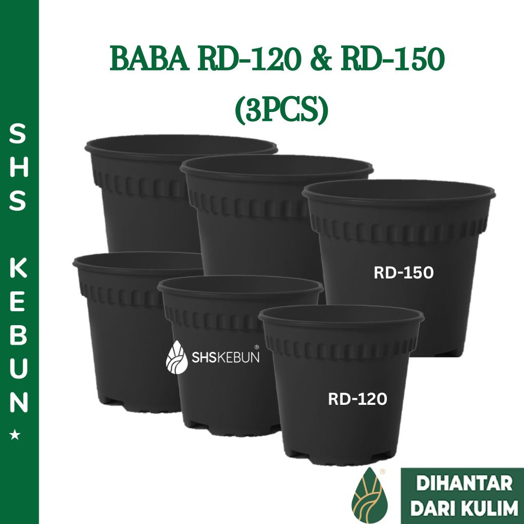 3PCS Pasu Bunga Plastik Baba Pot RD-120 RD-150 Flower Pot Biodegradable ...