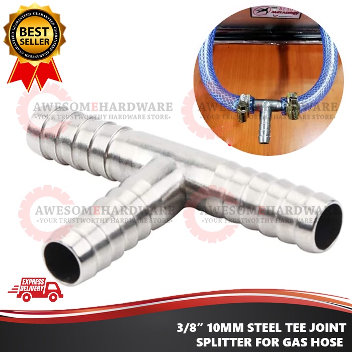 10MM 3/8" STEEL GAS HOSE SPLITTER T JOINT TEE CONNECTOR PENYAMBUNG TIGA ...