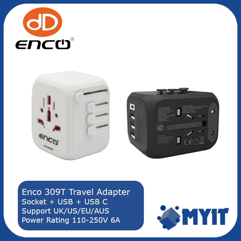 Enco 309T All in One Universal Multinational AC Plug Travel Adapter ...