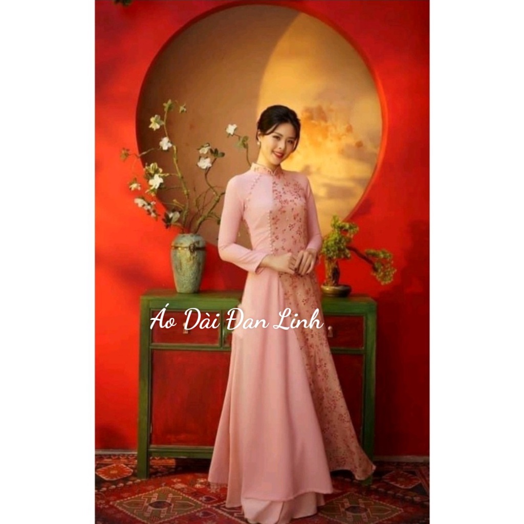 Full-color collection of floral ao dai with 4 stylized panels and ...