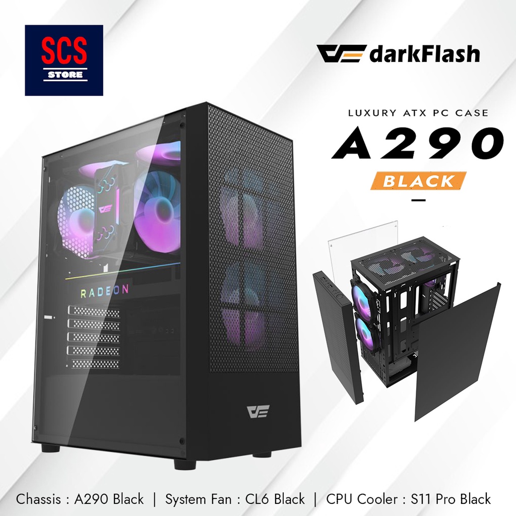 AIGO DARKFLASH A290 3 RGB FAN M-ATX CHASSIS TEMPERED GLASS CASE ...