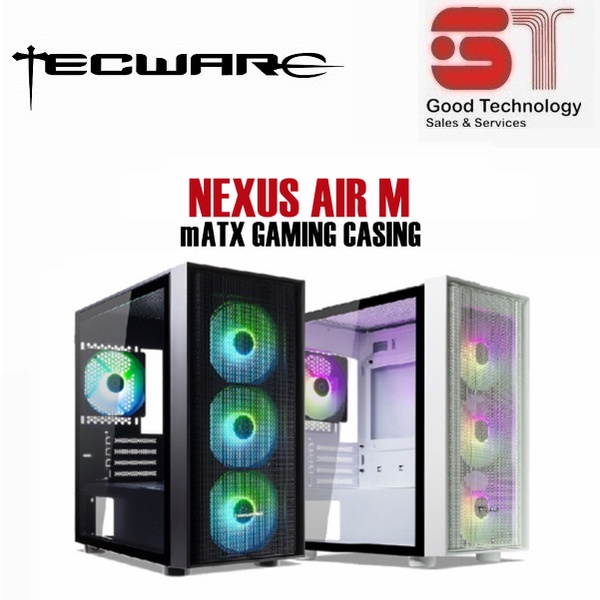 Tecware NEXUS AIR M (Black / White) TG ARGB M-ATX Case | Shopee Malaysia