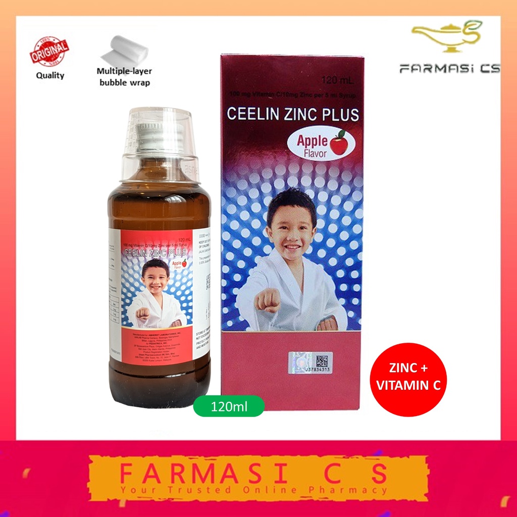Ceelin Zinc Plus Apple Flavor Syrup 120ml EXP:09/2026 [ Vitamin C ...