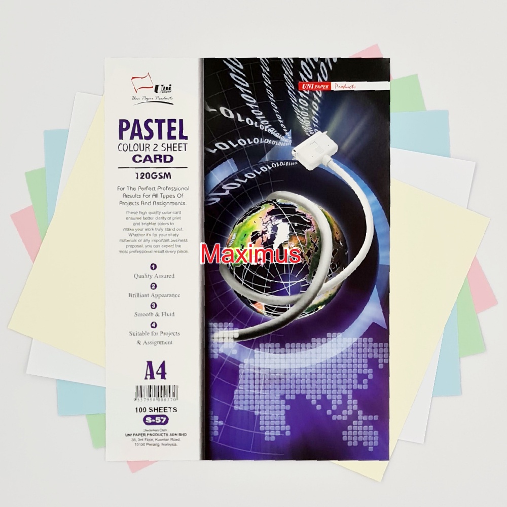 Uni Paper Pastel Color Card A4 120gsm 100's (Assorted Colors) | Shopee ...