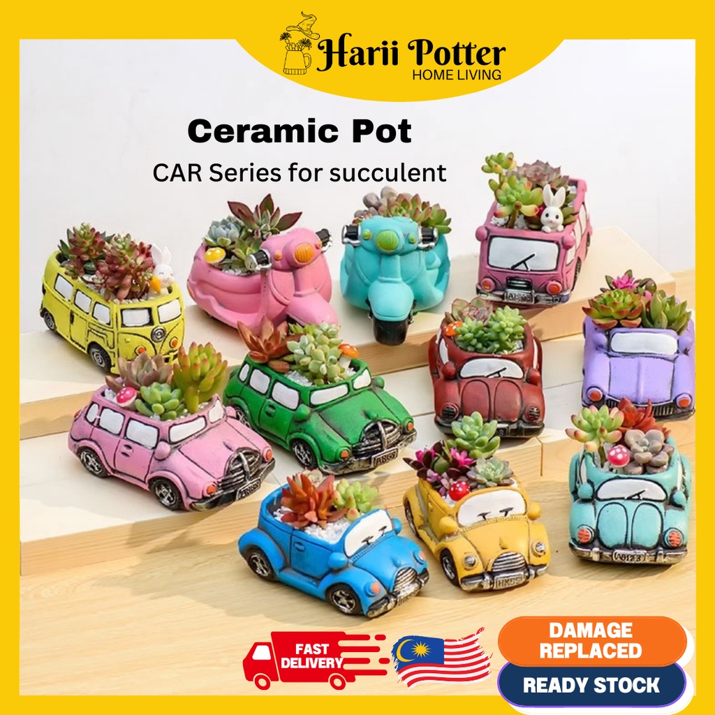 HARII POTTER Ceramic Pot CAR Series Cute Design Plant Succulent 陶瓷花盆 ...