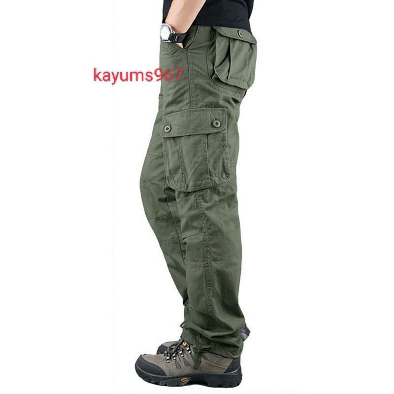 SELUAR CARGO PANT 6POKET STRETCHABLE WAIST JEANS UNTUK KERJA UNISEX ...