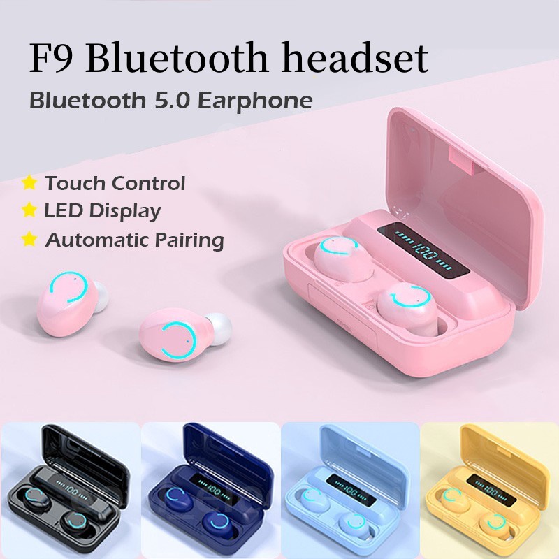 F9 Bluetooth 5.0 Colorful Multi color Optional Headset tws Touch ...