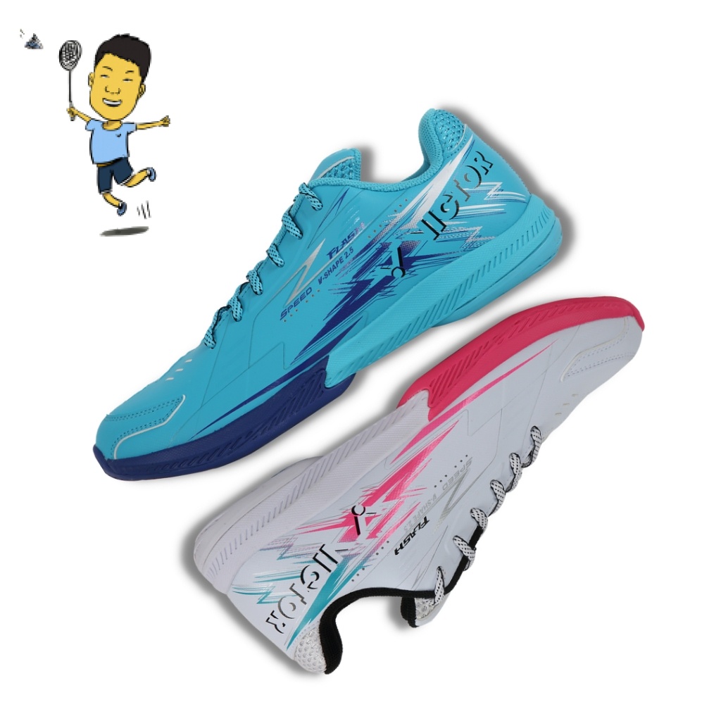 SHS FLASH AQ (White/ Virtual Pink) and FLASH M (Blue Light) Badminton ...