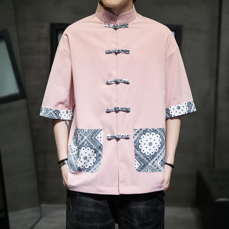 Qian Dai Chinese Style Men's Wear Lightweight Ice Silk Tang Suit Short ...