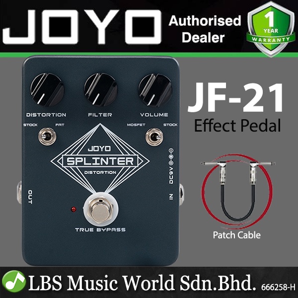 Joyo JF-21 Splinter Distortion True Bypass Pedal for Electric Guitar Effects (JF21 JF 21 ...