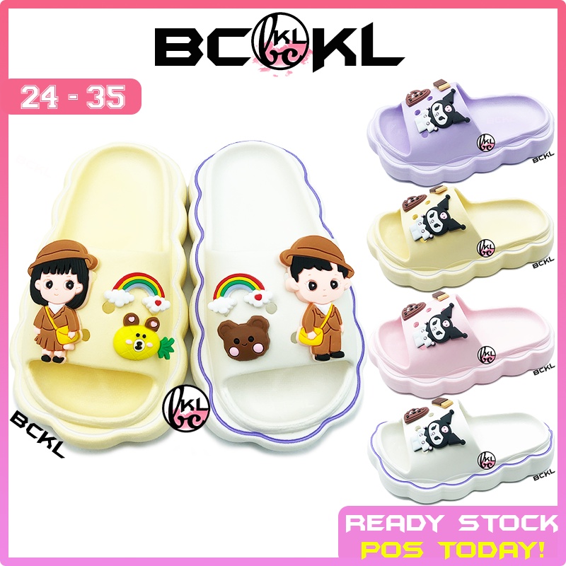 BCKL 】Kid's Badtz & Kuromi Cartoon Color Slides | Girls Boys Shoes ...