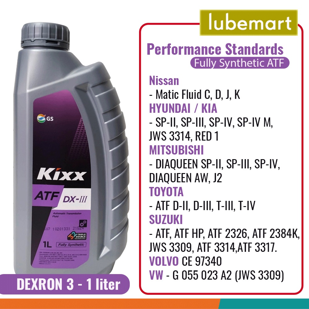 KIXX ATF DX-III (1 Liter) Fully Synthetic ATF Fluid Dexron 3 | Shopee Malaysia