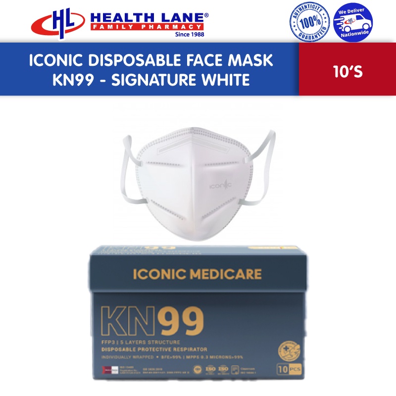 ICONIC Disposable KN99 Face Mask - Signature White (10's) | Shopee Malaysia