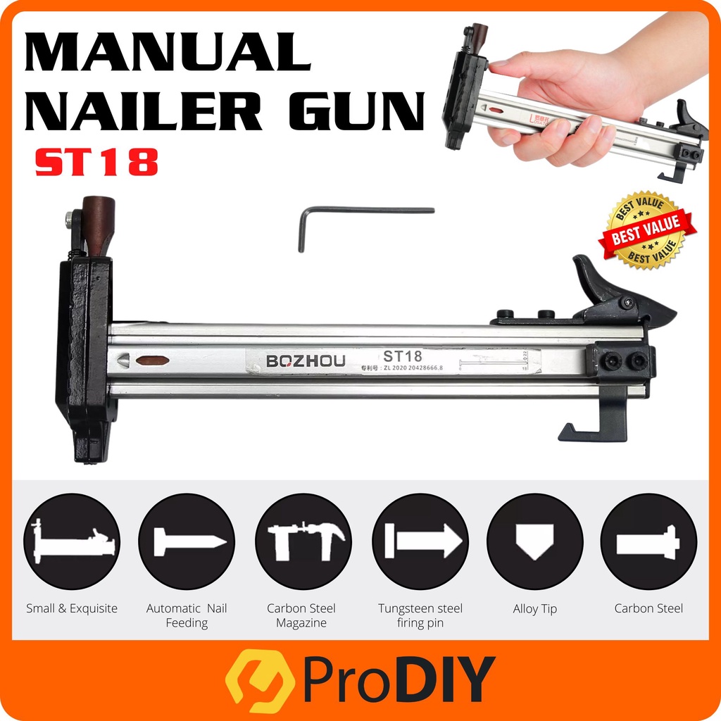 BOZHOU ST18 Manual Nailer Gun Semi Auto Nail Metal Cement Pallet ...