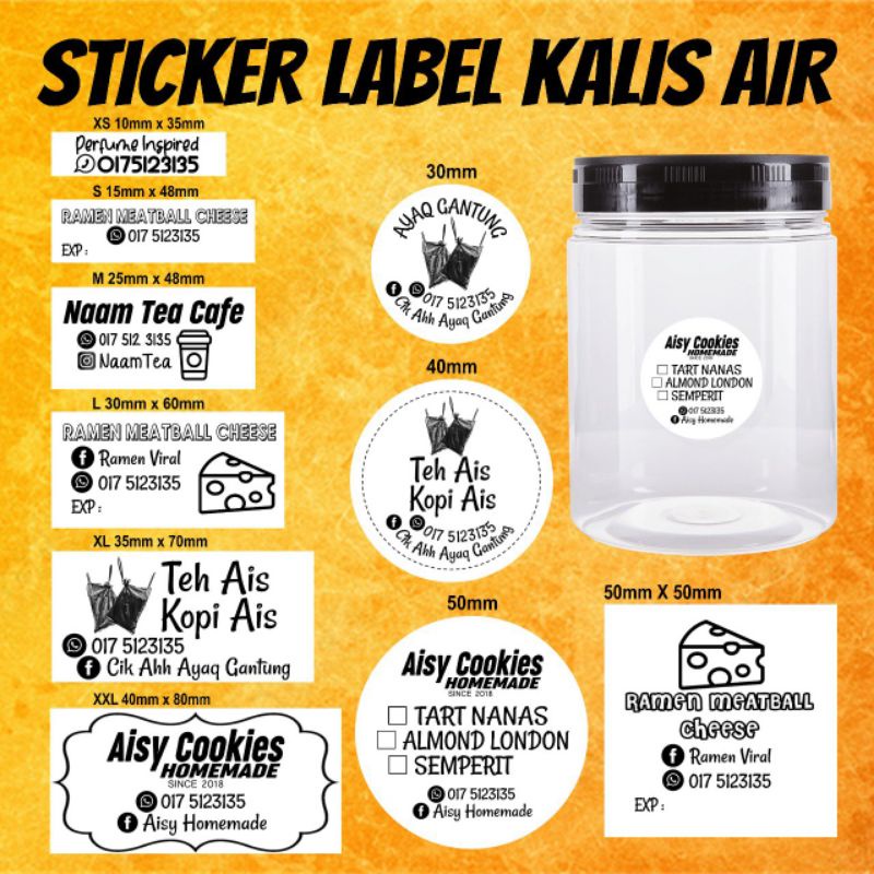 Sticker Kalis Air Bajet : LABEL NAMA, PRODUK, STATIONARY, GOODIES ...