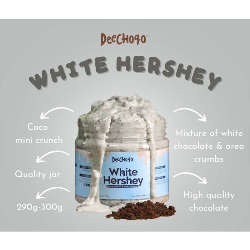 CHOCOJAR WHITE HERSHEY VIRAL DEECHOQO CHOCOLATE MINI CRUNCH | Shopee ...