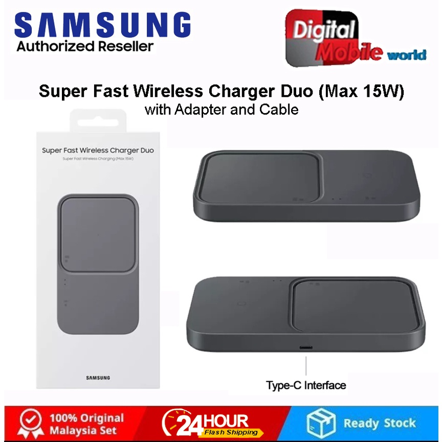 (100% ORIGINAL) SAMSUNG Super Fast Wireless Charger Duo 15W (EP-P5400) (with Adapter and Cable ...