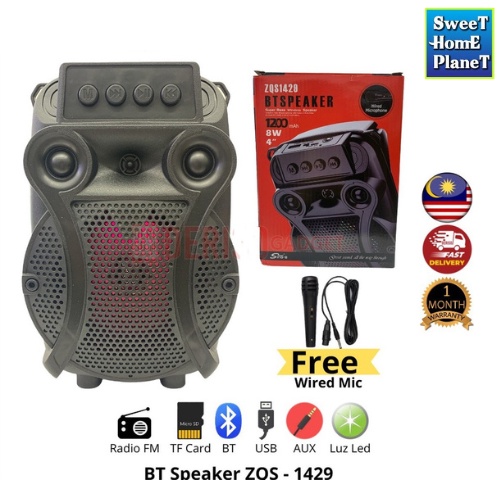 Speaker Bluetooth With Wired Microphone Bass Rechargeable Battery ...