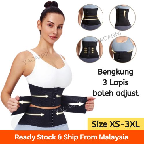 Bengkung 3 Layer Lapis Elastik Band Hooks Waist Trainer Bengkung Perut ...
