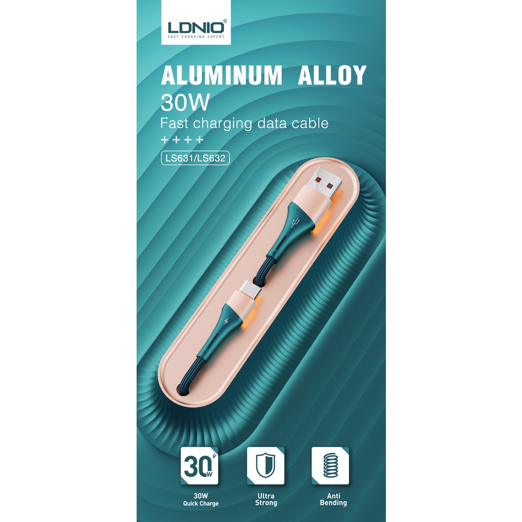 LDNIO LS631 1 METER 30W ALUMINUM ALLOY DATA CABLE PD Fast Charge Data ...