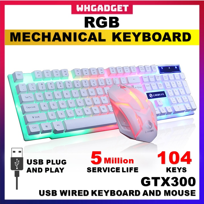 GTX300 Set Gaming Keyboard And Mouse Office Computer RGB Light ...