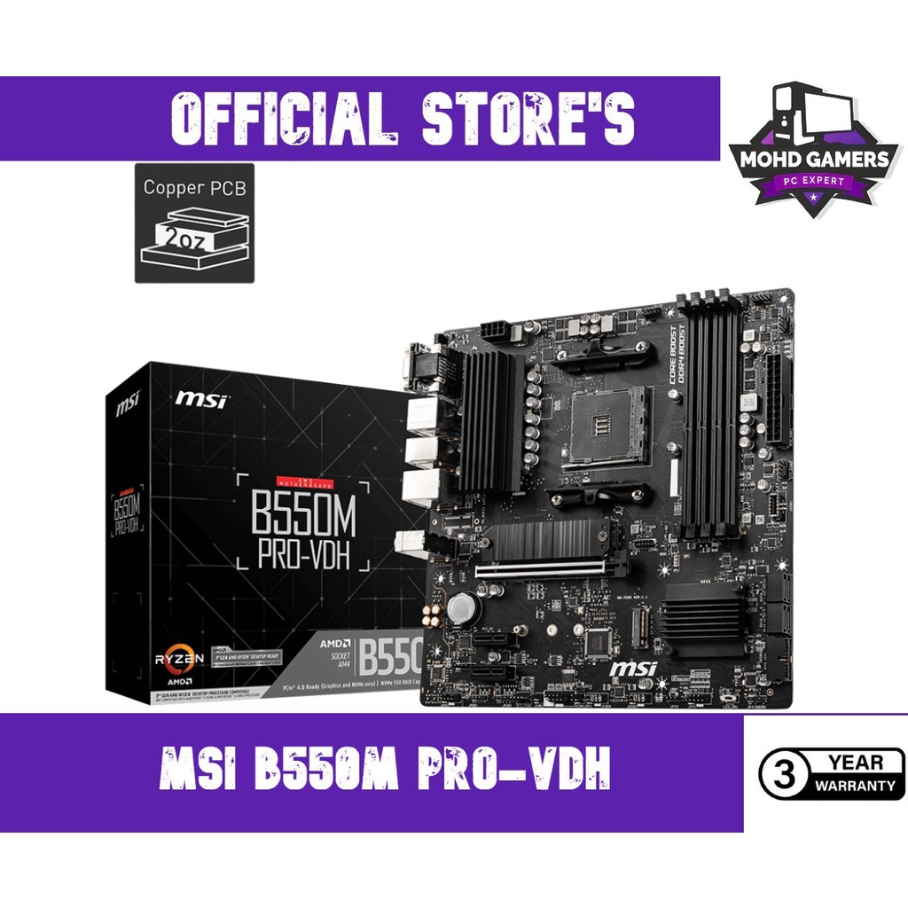 MSI B550M PRO-VDH Micro ATX AM4 Motherboard | Shopee Malaysia