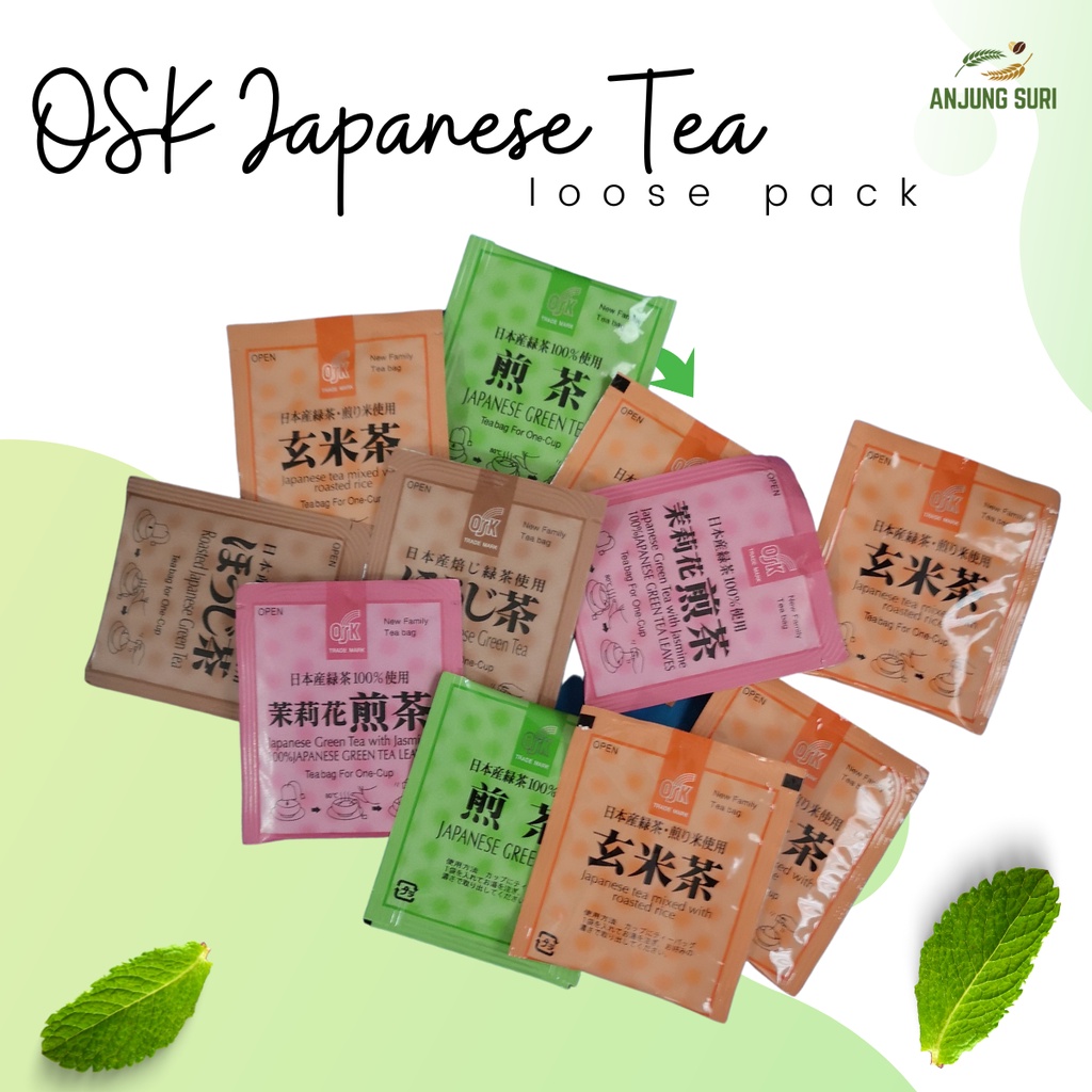 OSK Green Tea Mixed Roasted Japanese Single Sachet Teh Jepun Tanpa Gula Energy Boost Teh Hijau ...