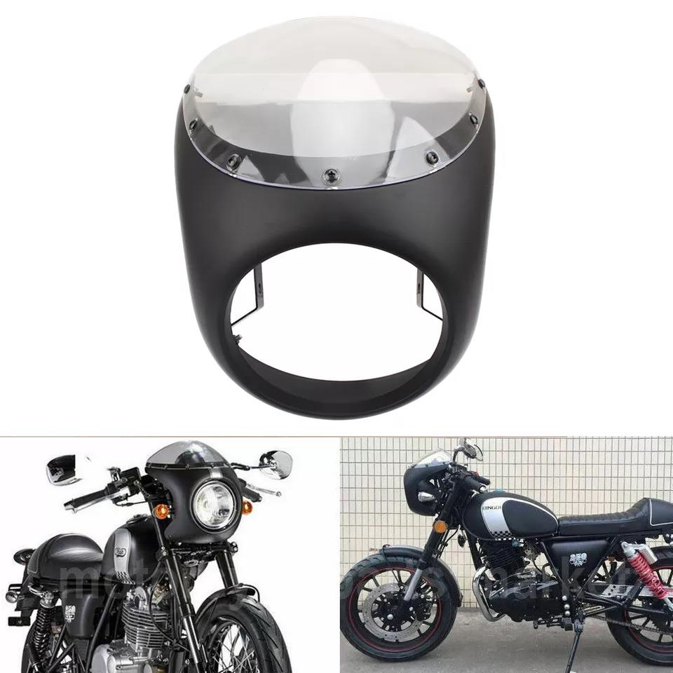 Universal 7" Headlight Handlebar Fairing Windshield Cafe Racer For ...