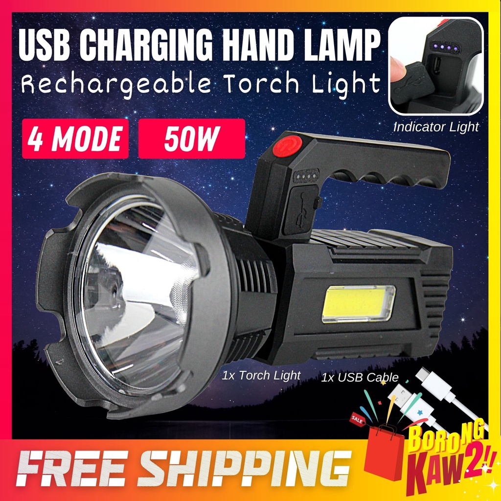 4 / 6 Mode Rechargeable Torch Light Floodlight LED COB Searchlight ...