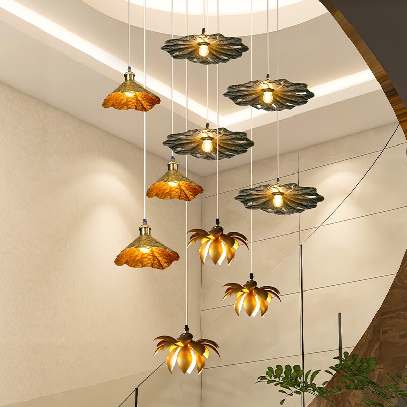 Retro Metal Pendant Light Flower Shape Split Design Pendant Light ...