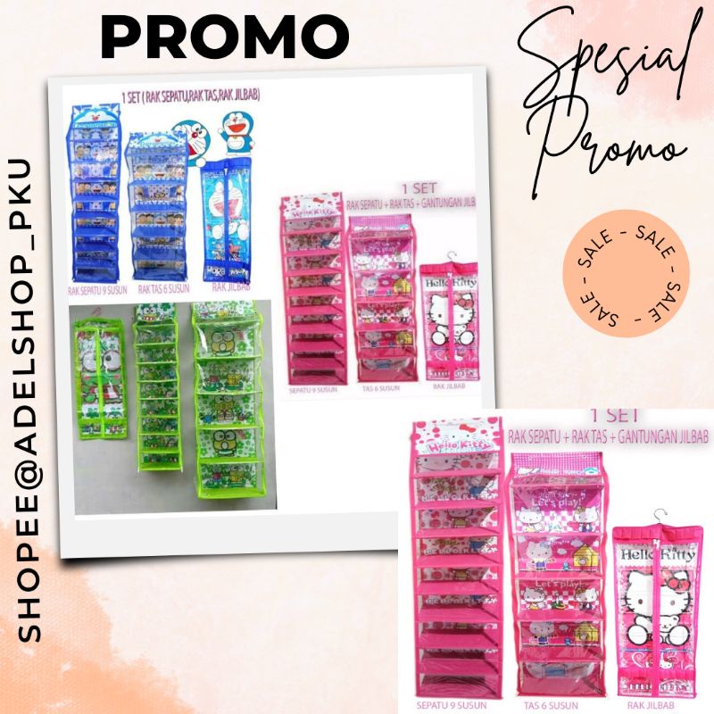 GANTUNGAN 3 in 1 Character Hanger SET Rack/3 in 1 Hanger Rack Consists ...