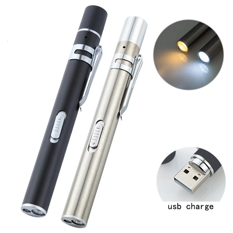 Mini LED Pen Medical Flashlight Rechargeable Source Portable Waterproof ...