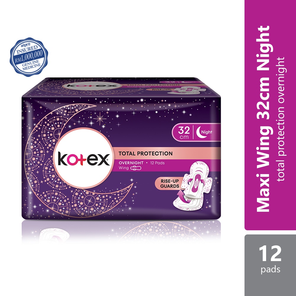 Kotex Overnight Wing 32cm (12 Pads) | Shopee Malaysia