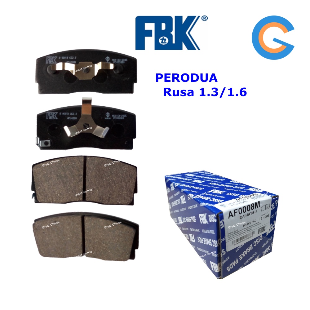 FBK Rusa Front (Depan) Disc Brake Pad PERODUA AF0008M | Shopee Malaysia